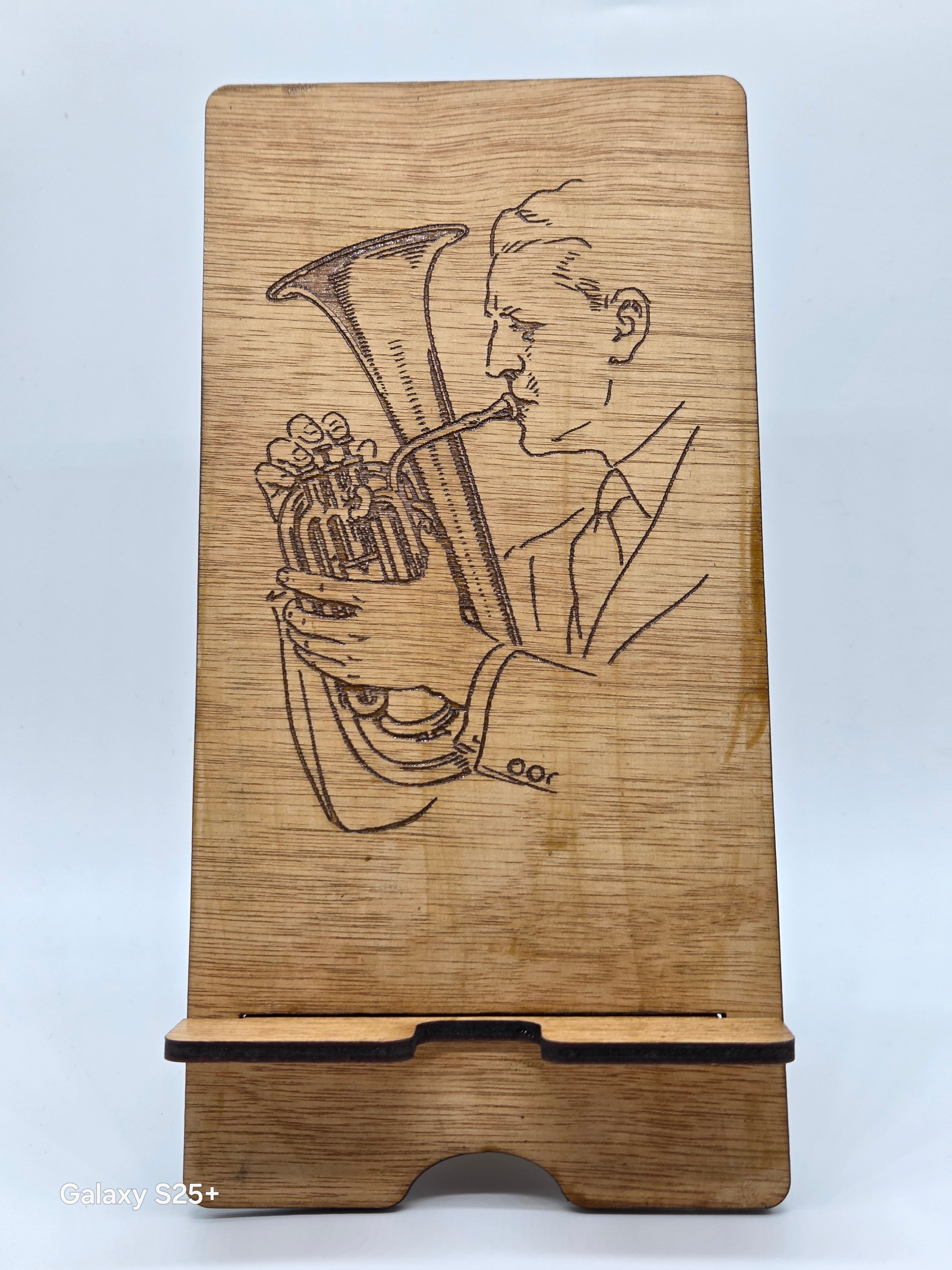 Tenor Horn Player Design Mobile Phone Holder - Detachable Two Part ...